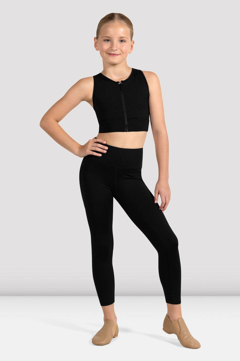 Girls Shan Zip Front Crop Top, Black – BLOCH Dance UK